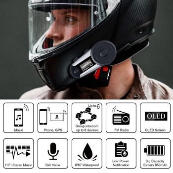 V6 Plus Bluetooth Intercom 6 Riders Helmet Communication