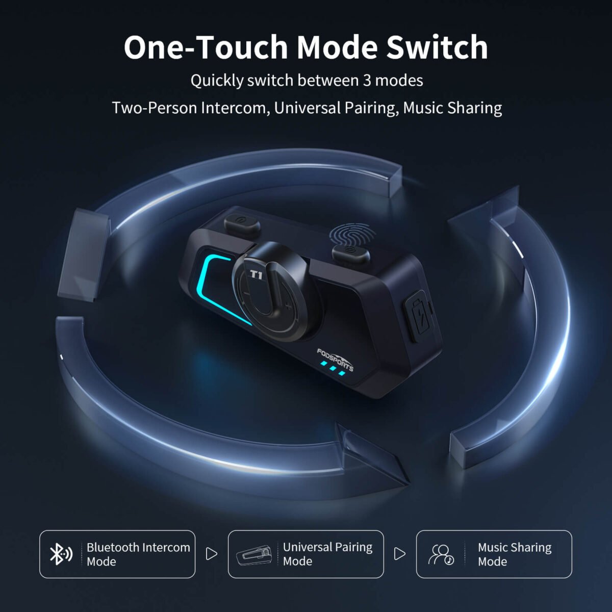 Fodsports T1 Motorcycle Comms System 2 Way Headset