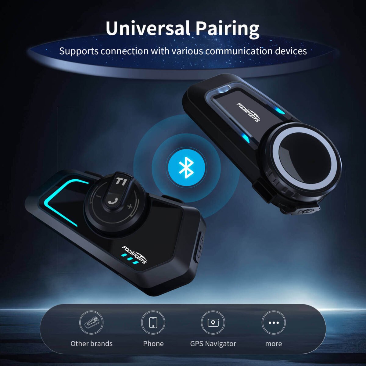 Fodsports T1 Motorcycle Comms System 2 Way Headset